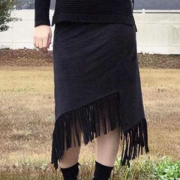 Faith and Joy | Skirts | Faith Joy Fringe Black Skirt | Poshmark